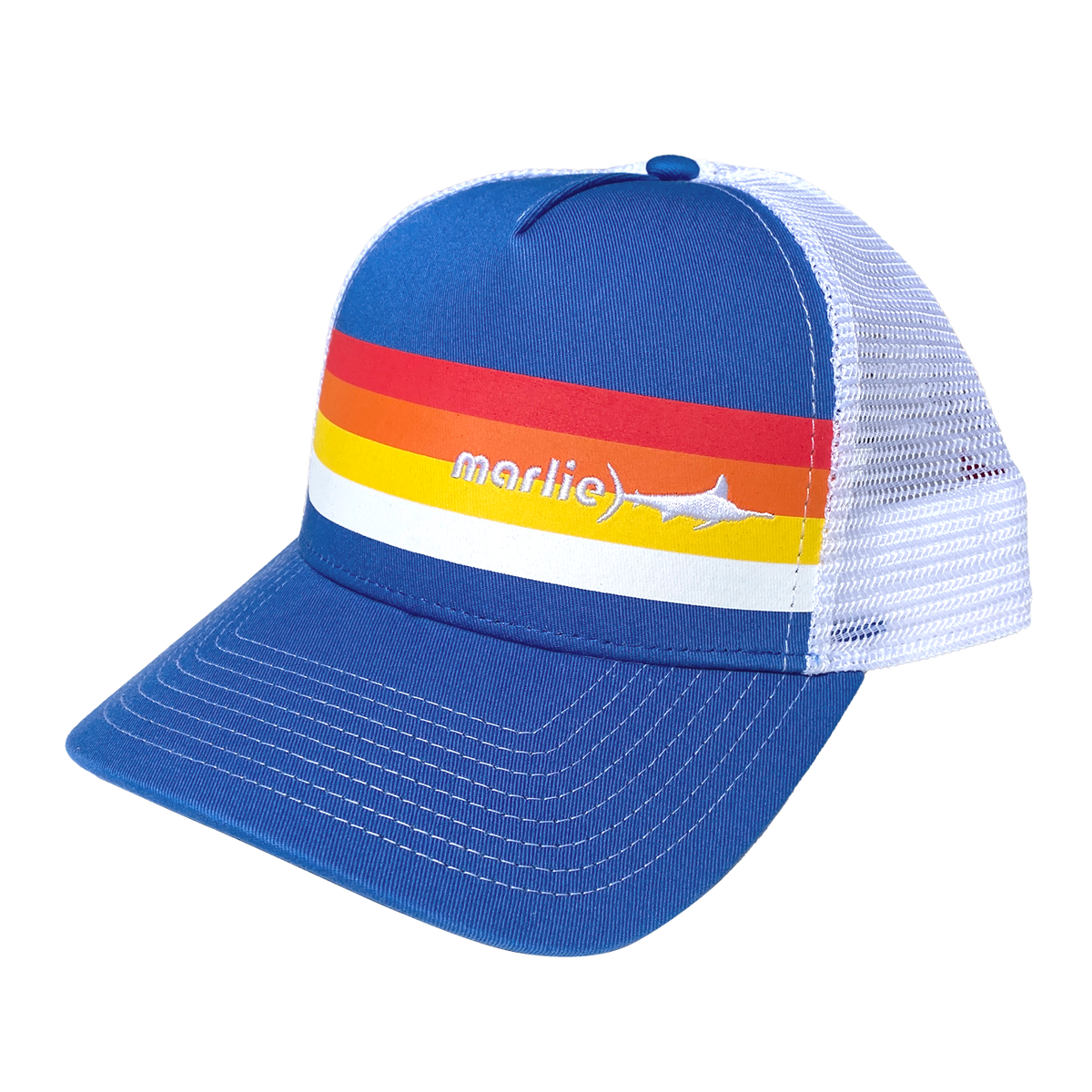 Royal Blue Sunbar Marlie Trucker Hat – White Marlie
